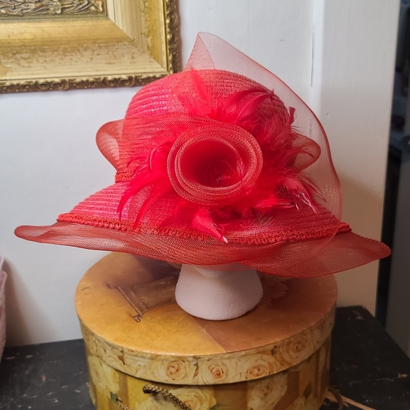 Accessories | Red Hat Ladys Fancy Hat Dress Up Hat | Poshmark